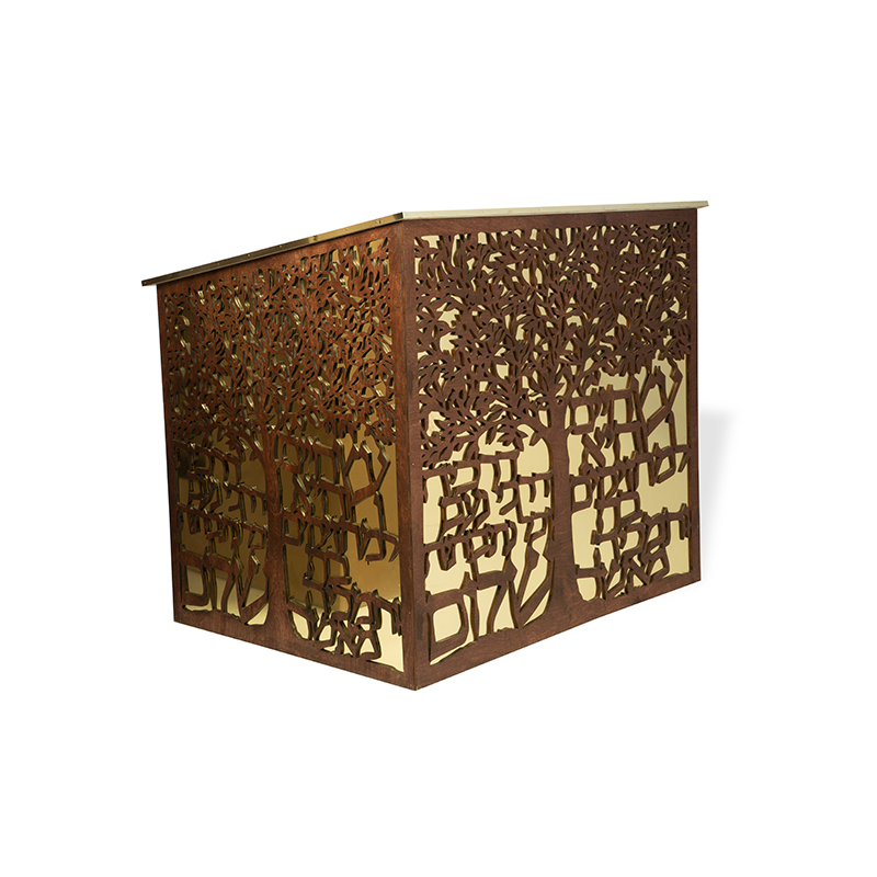 Dark Wood Laser Cut Torah Reading Table | Luxe Event Rentals LLC